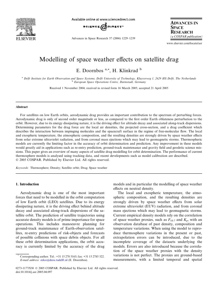 Space Weather Impact on Satellite Drag | PDF | Space Weather | Outer Space