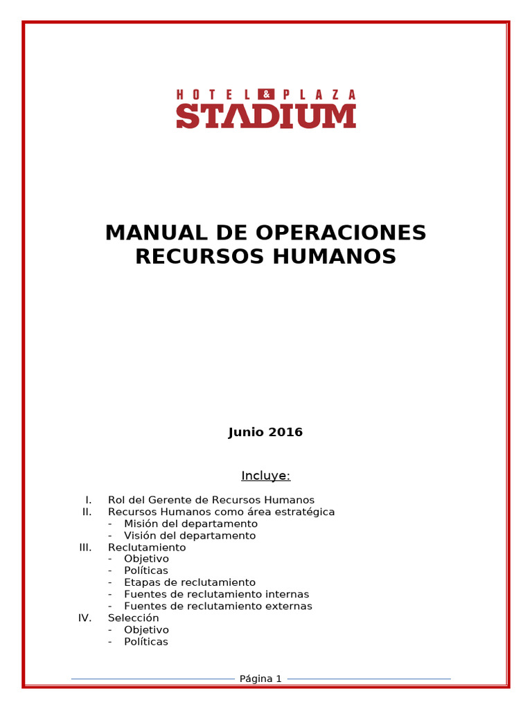 Manual de Operaciones de Recursos Humanos | PDF | Gestión de recursos ...