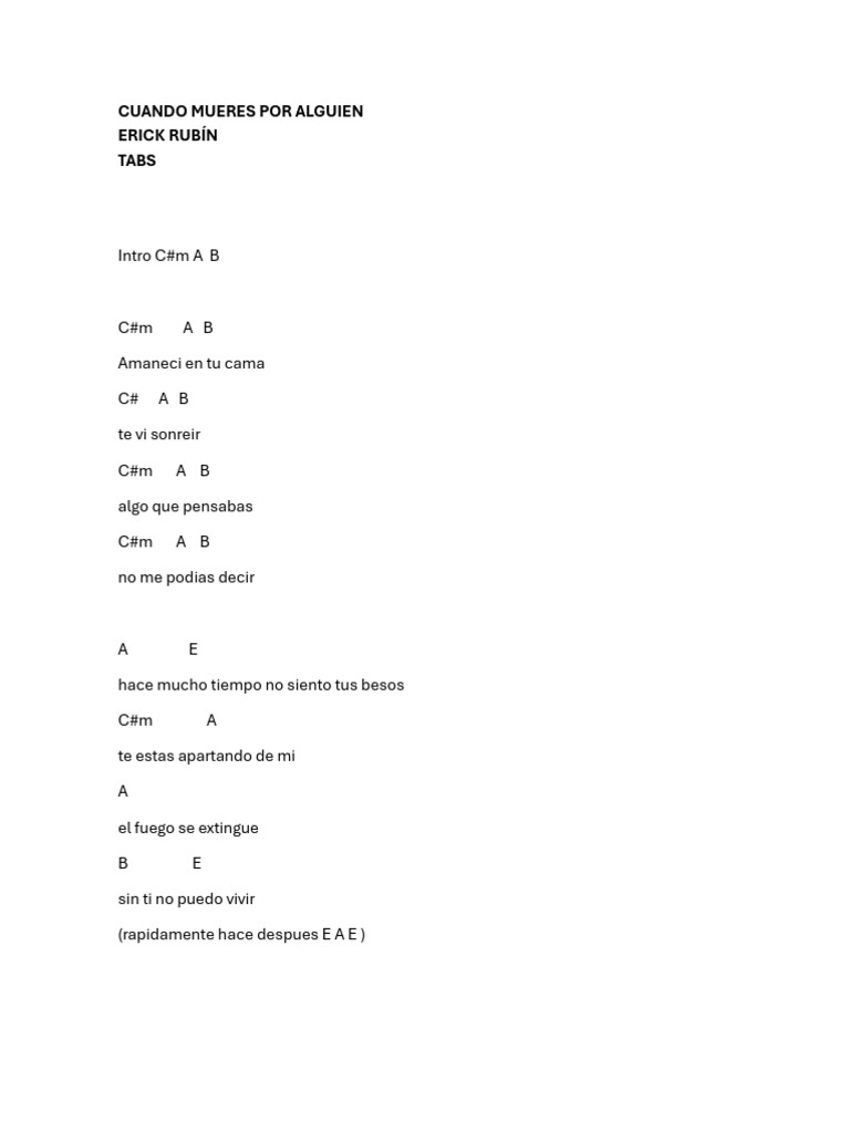 Cuando Mueres Por Alguien Tabs | PDF
