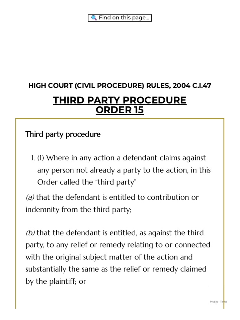 Third Party Procedure in Civil Actions | PDF | Default Judgment | Legal ...