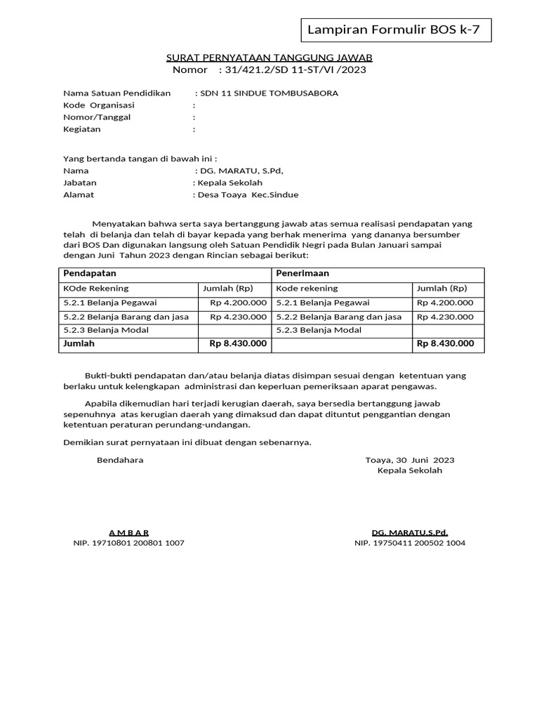 Surat Pernyataan Tanggung Jawab | PDF
