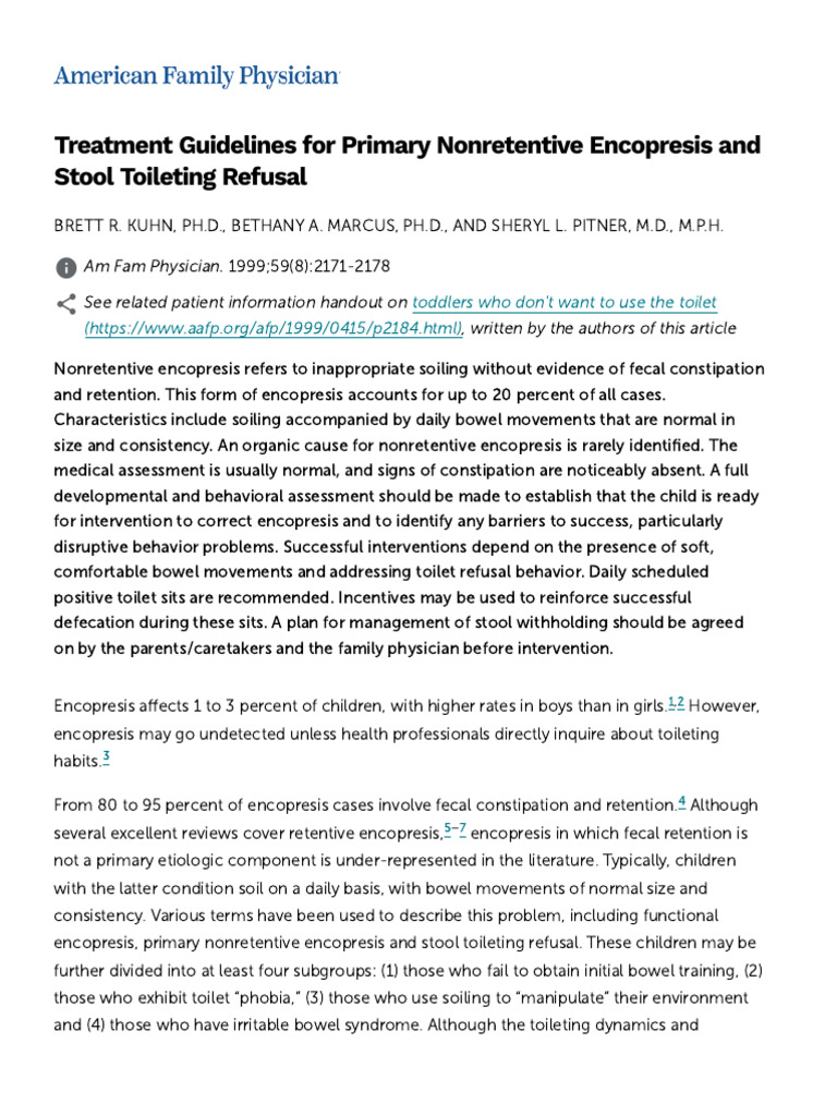 Guidelines for Nonretentive Encopresis | PDF | Constipation | Rectum