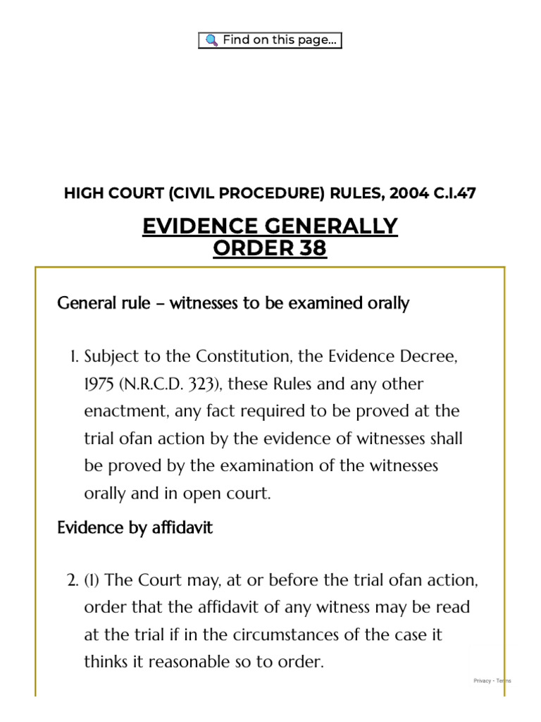 Ghana High Court Evidence Rules | PDF | Affidavit | Deposition (Law)