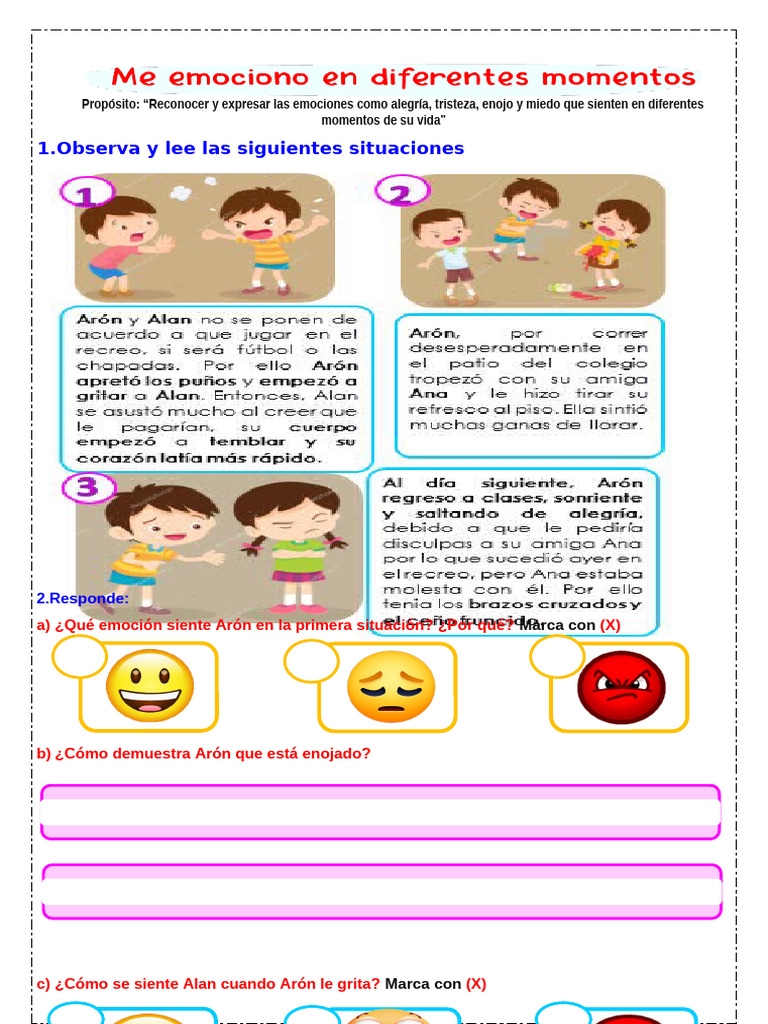 Ficha 15 Me Emociono en Diferentes Momentos | PDF