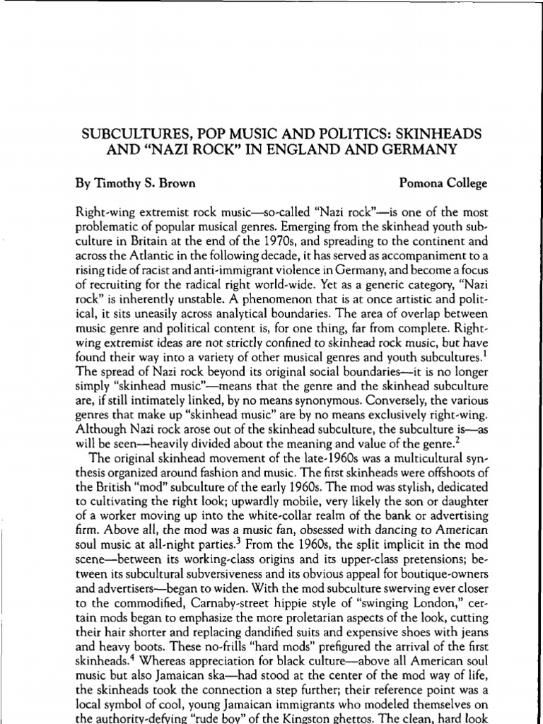 Subcultures, Pop Music and Politics | PDF | Punk Rock | Society