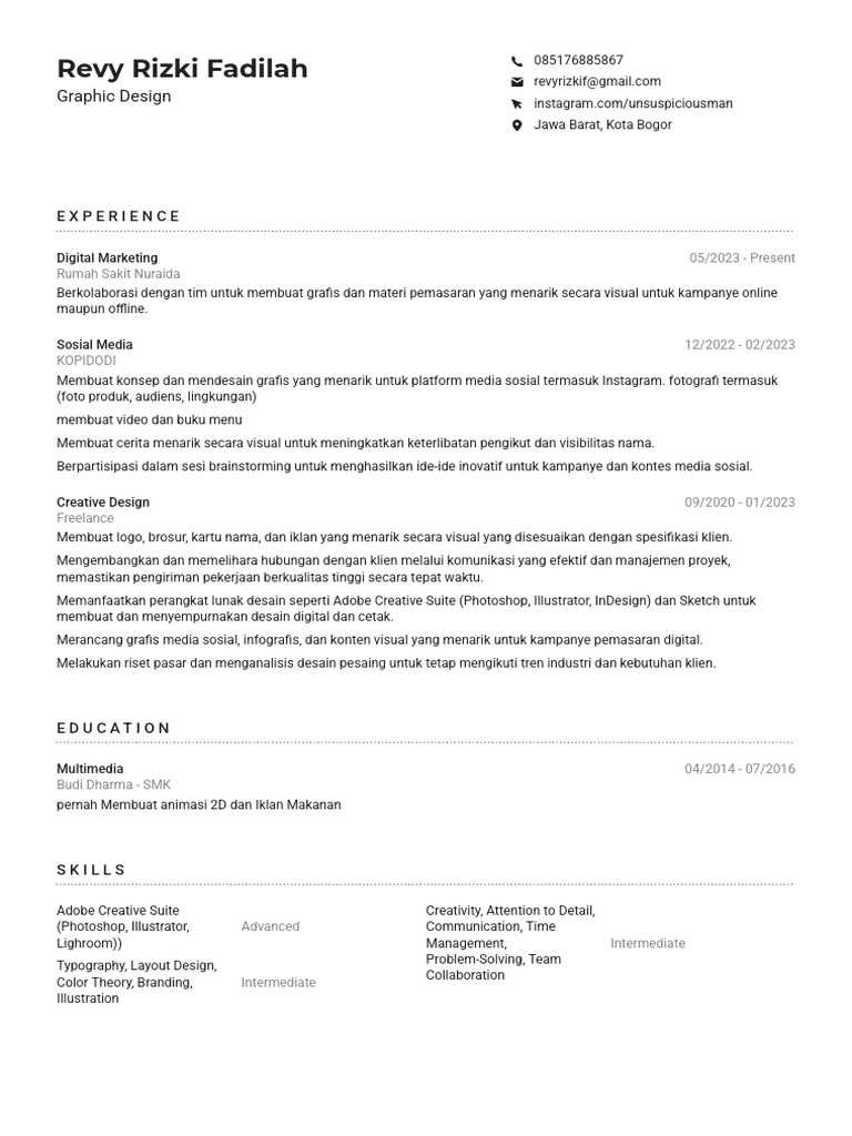 Revy Rizki Fadilah - Graphic Design - CV | PDF