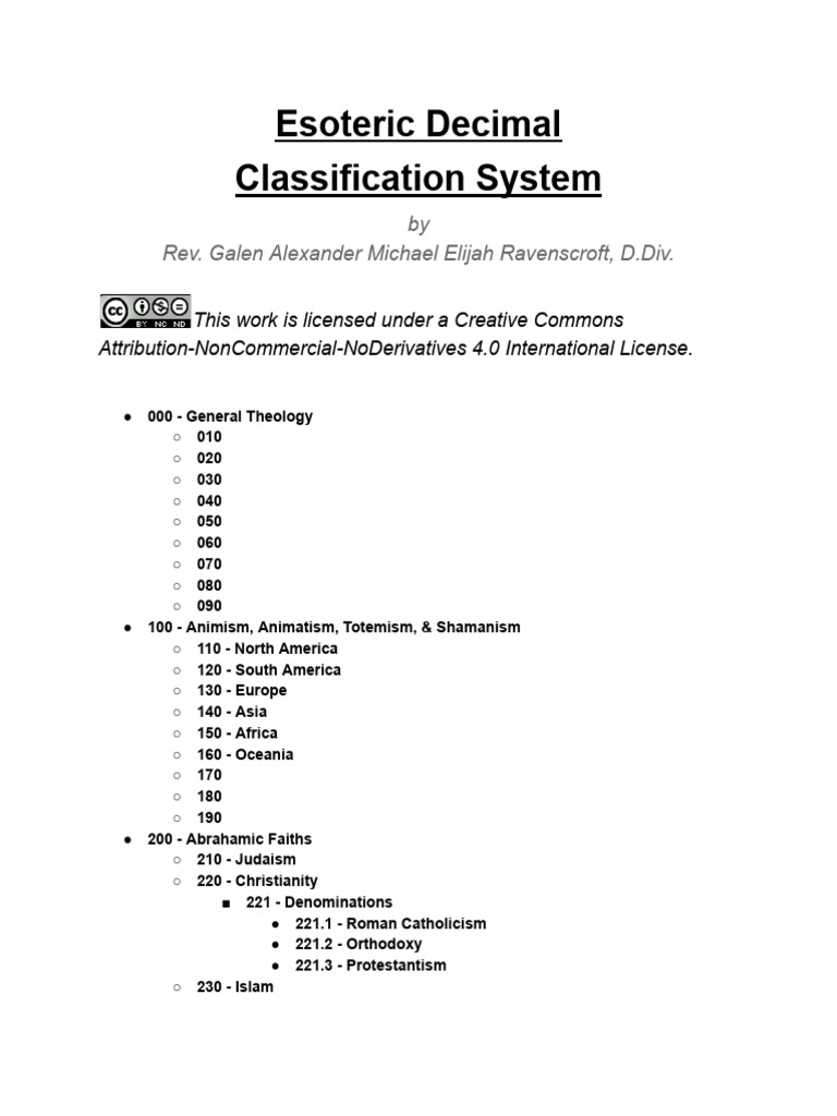 Esoteric Decimal Classification System | PDF | Abrahamic Religions ...