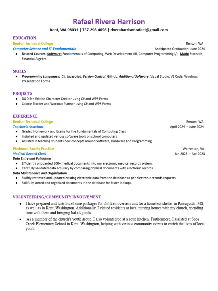 Rafael Rivera Resume - Current | PDF | Software | Computer Science