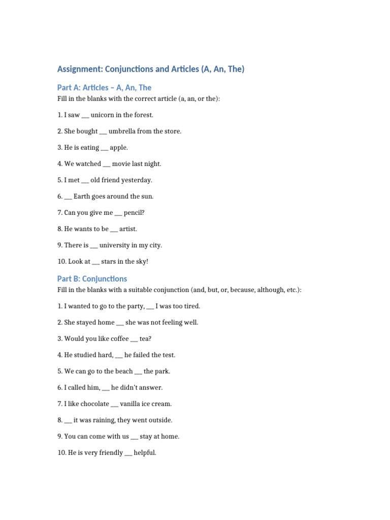 Assignment Conjunctions Articles | PDF