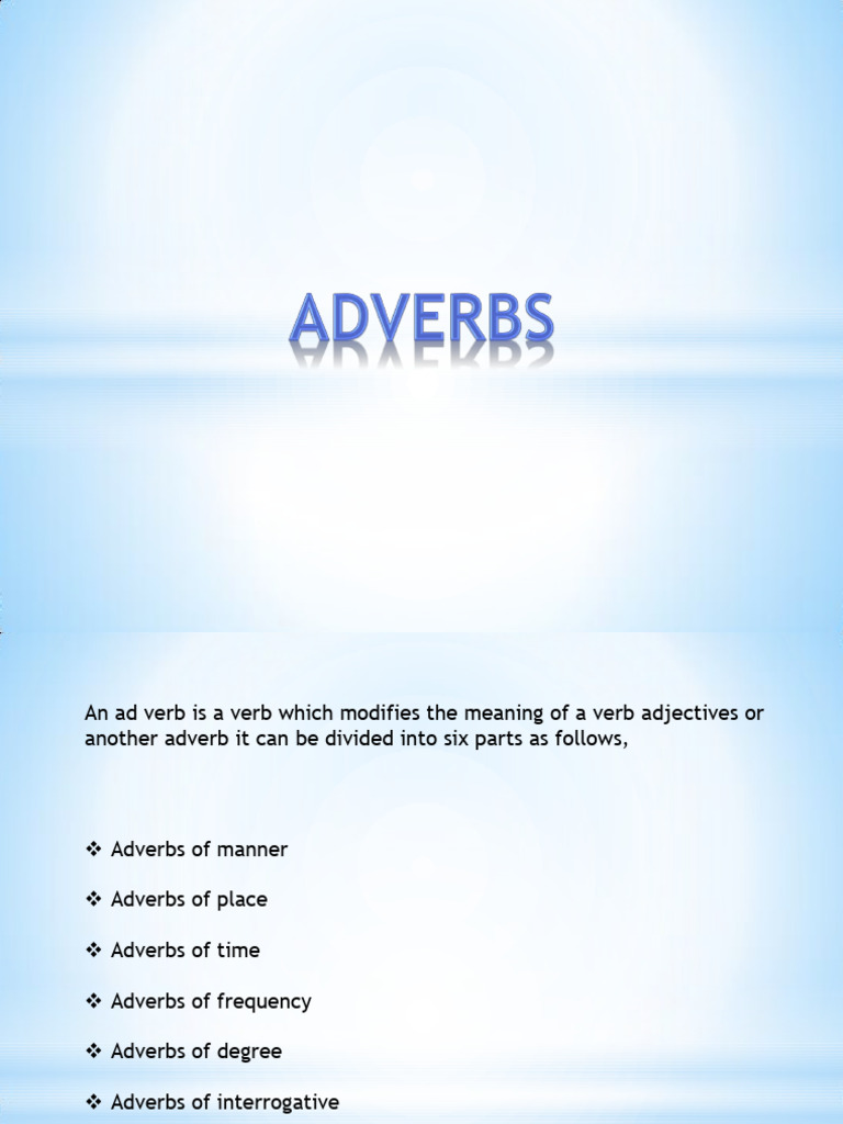 Understanding Adverbs and Their Types | PDF