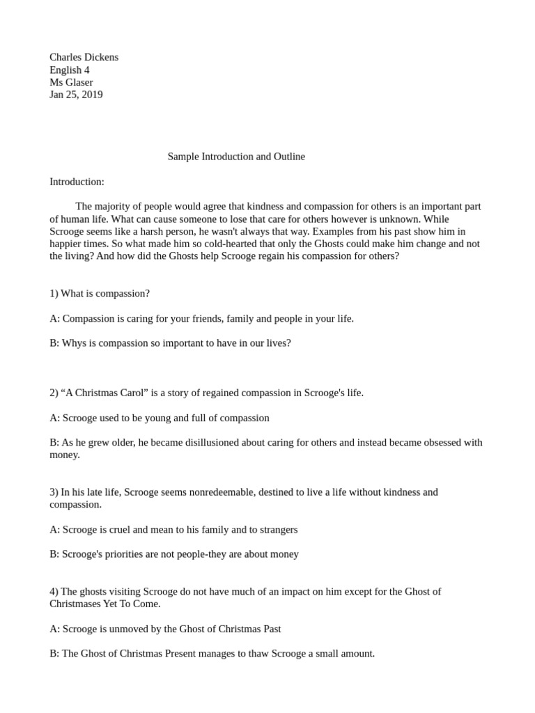 Outline and Introduction For A Christmas Carol | PDF