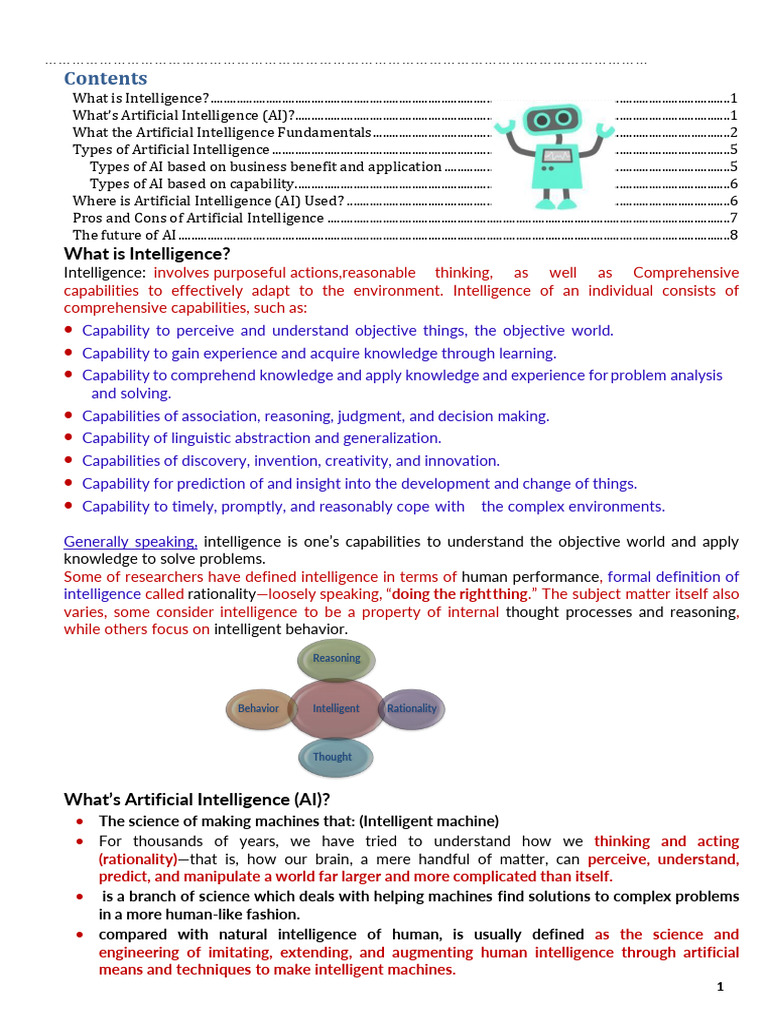 Chapter1 - Artificial Intelligence Fundamental | PDF | Artificial Intelligence | Intelligence ...