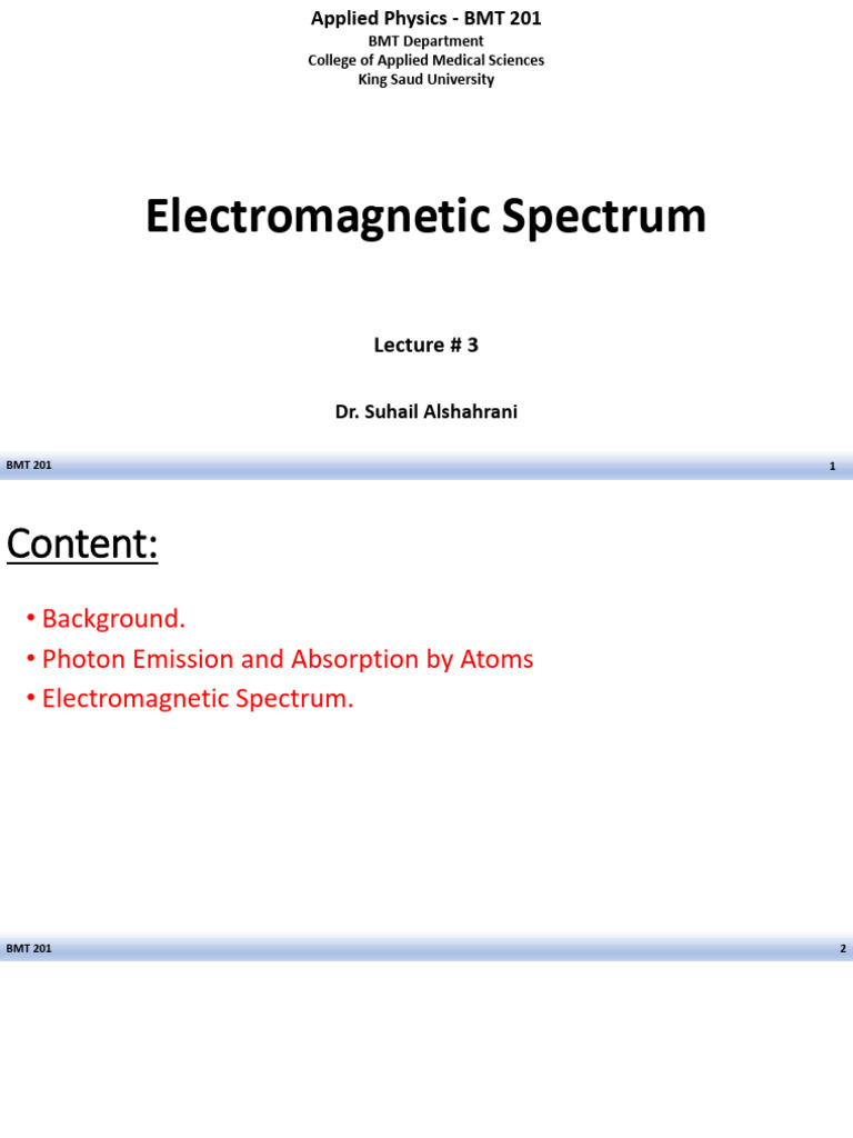 Lect 3 - Electromagnetic (EM) Spectrum | PDF | Electromagnetic Radiation | Electromagnetic Spectrum