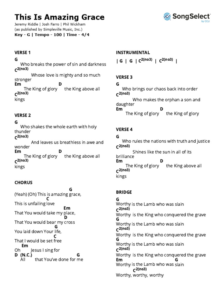 This Is Amazing Grace - Chords & Lyrics | PDF