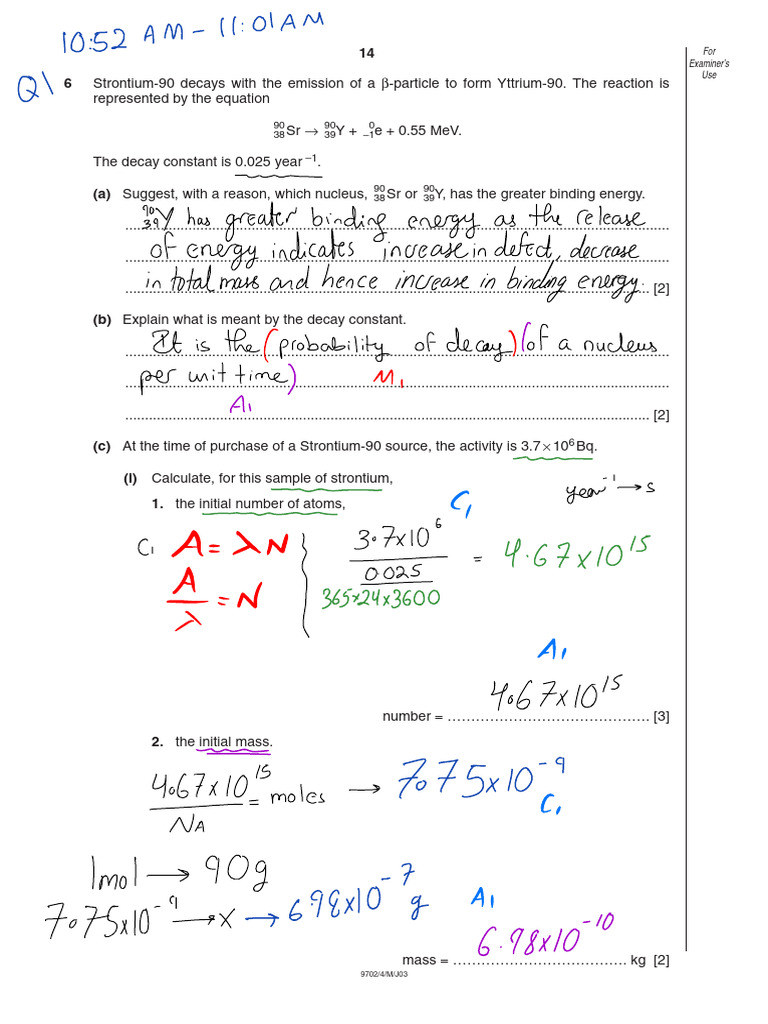 Sir Yawar Pastpaper Extravaganza 1 (Radioactive Decay) | PDF | Radioactive Decay | Atomic Nucleus