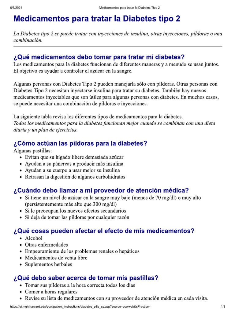 Medicamentos para Tratar La Diabetes Tipo 2 | PDF
