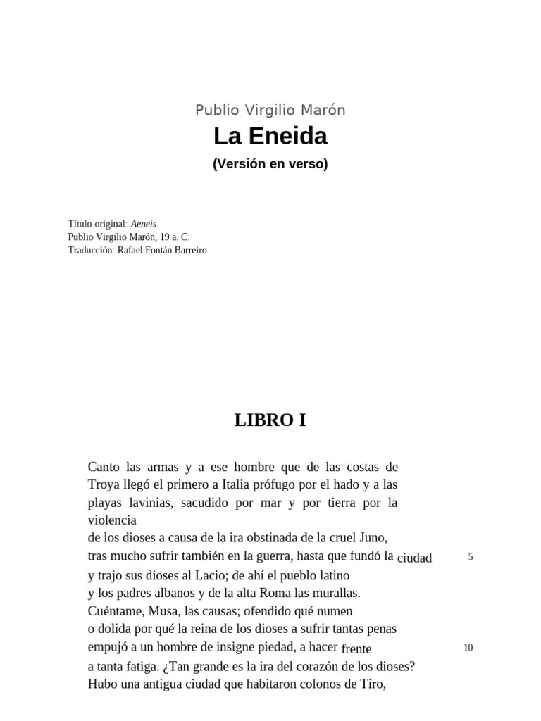 La Eneida - Cantos I, II y VI | PDF | Aquiles | Eneas