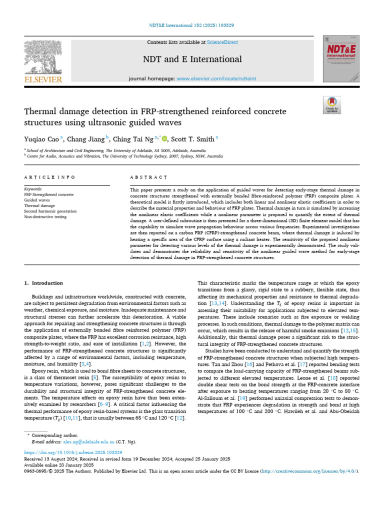 Thermal Damage Detection in FRP Concrete | PDF | Waves | Fibre ...