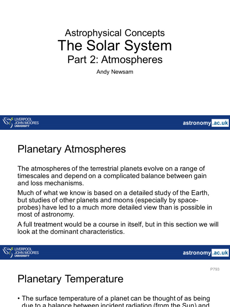 MSC Planetary Lect02 Atmospheres | PDF | Atmosphere | Planets