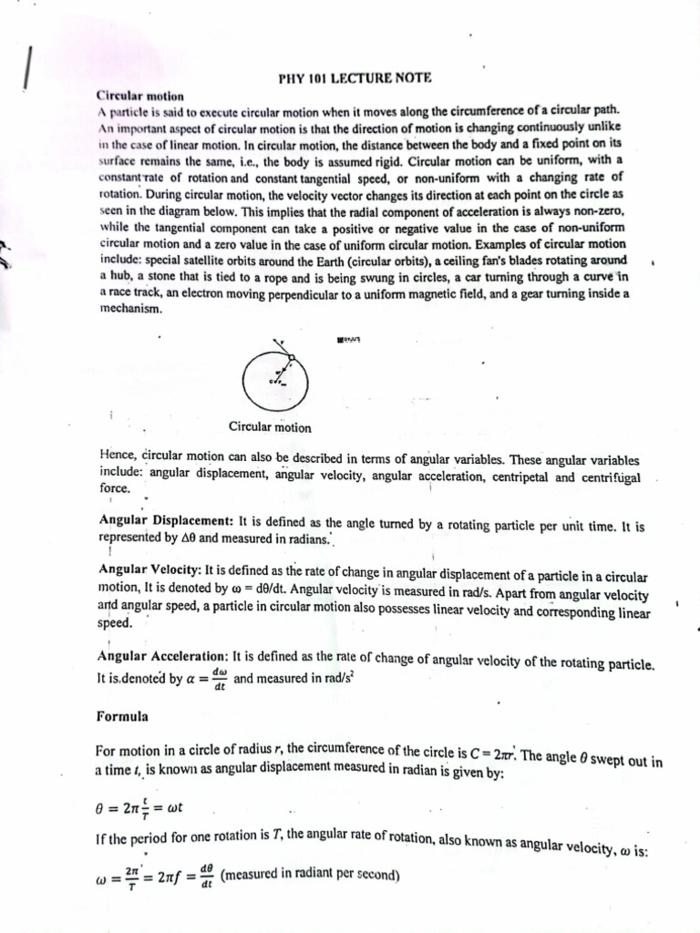 PHY 101 Handout | PDF