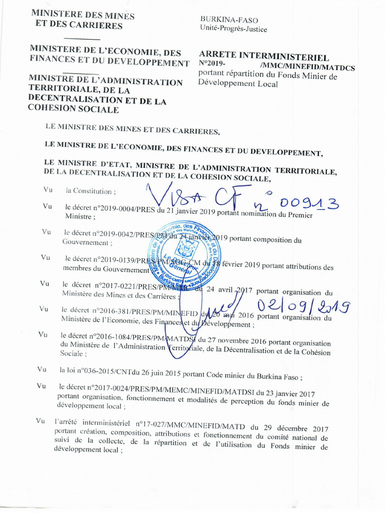 Arrete Interministeriel Portant Repartition Du FMDL | PDF