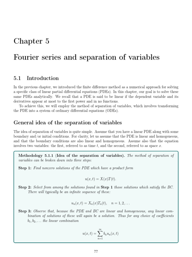 Fourier Series & Separation of Variables | PDF | Partial Differential ...