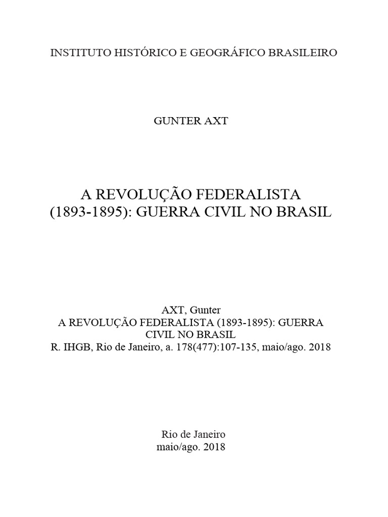 A Revolução Federalista no Brasil | PDF