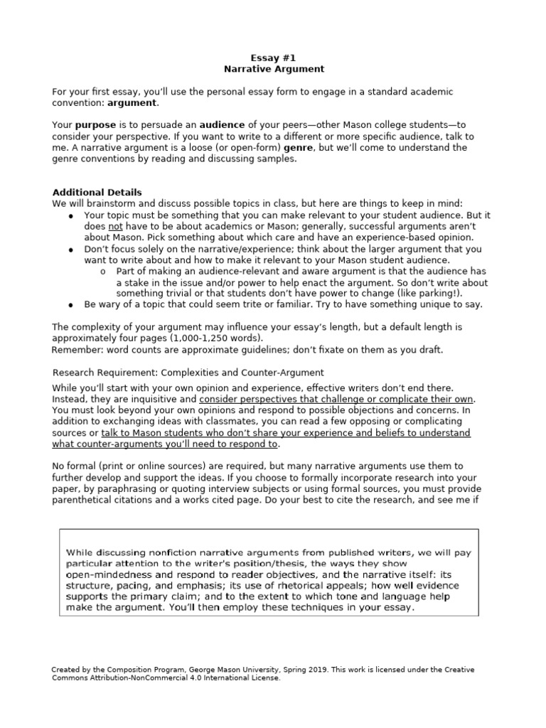 Narrative Argument Assignment Prompt | PDF | Essays | Human Communication