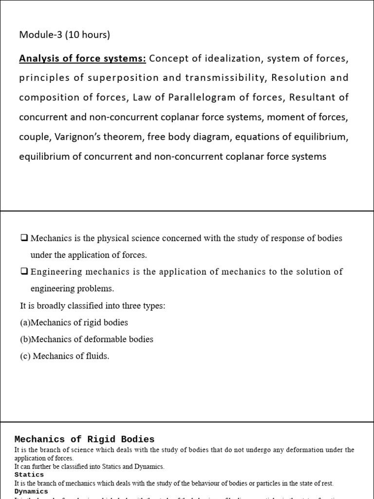 Module 3 Analysis of Force Systems | PDF | Newton's Laws Of Motion | Force