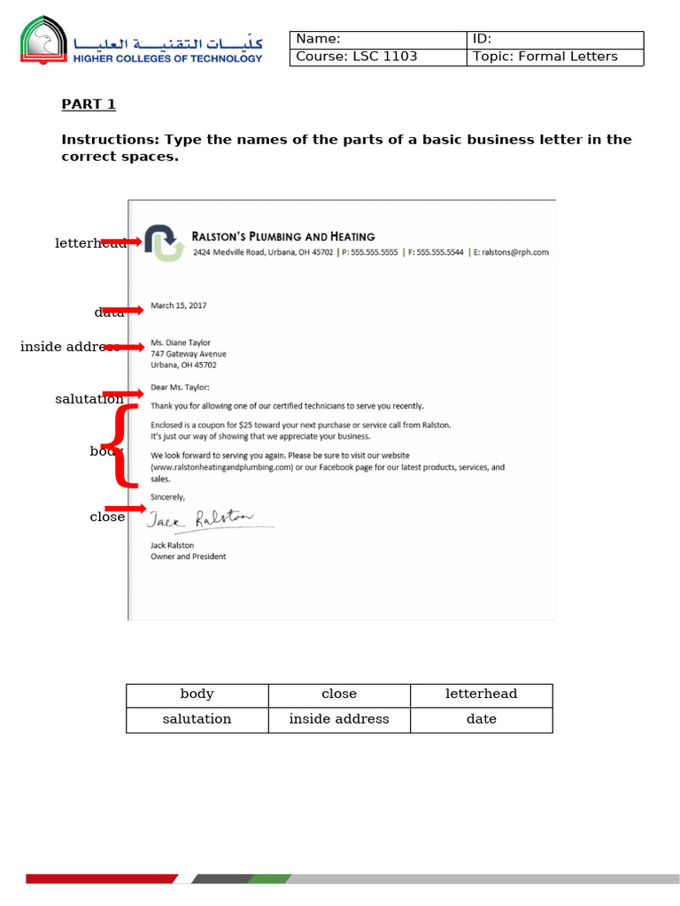 Understanding Formal Letters in LSC 1103 | PDF | Human Communication