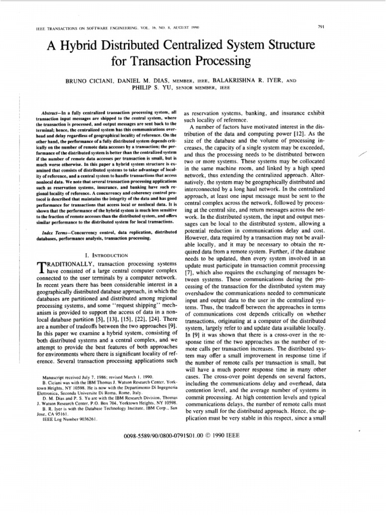 A Hybrid Distributed Centralized System | PDF | Database Transaction | Databases