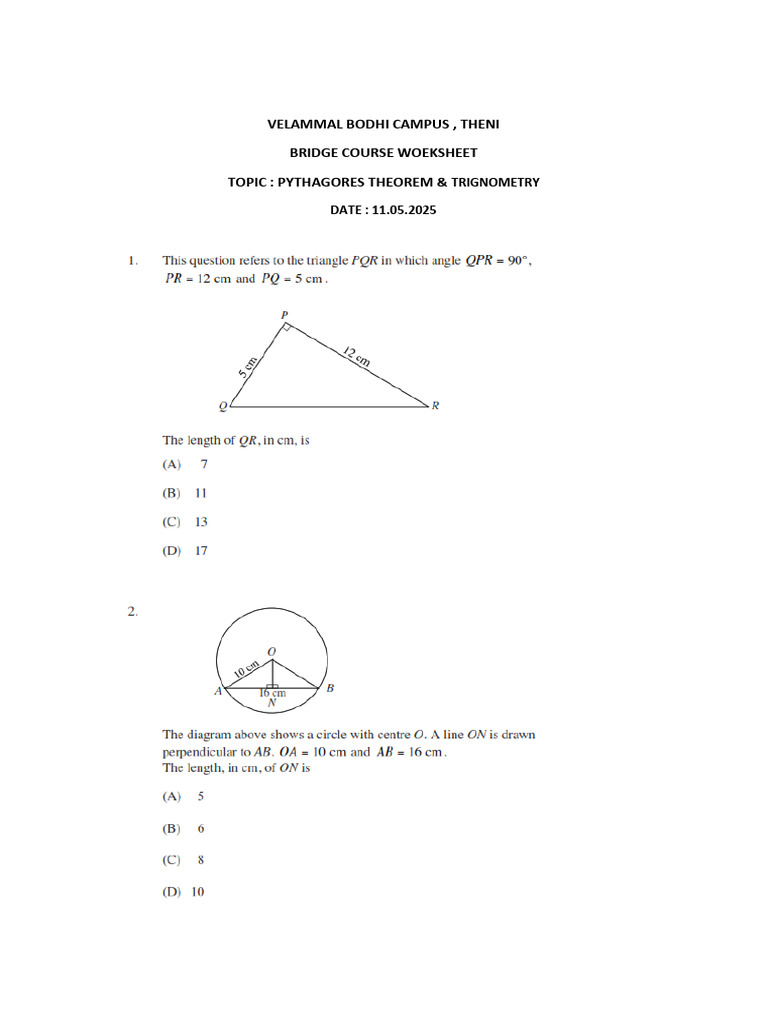 Bridge Course Holiday Worksheet Physics-1 | PDF