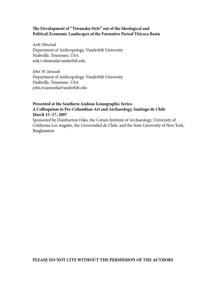 Ohnstad y Janusek 2007 TW Formativ Iconografia | PDF