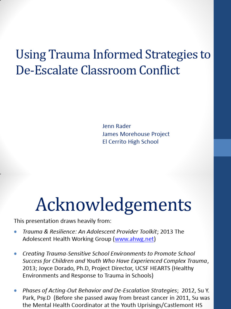Trauma Informed Strategies To Deescalate Classroom Conflict | PDF ...