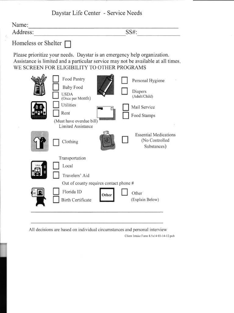 Daystar Client Intake Form | PDF