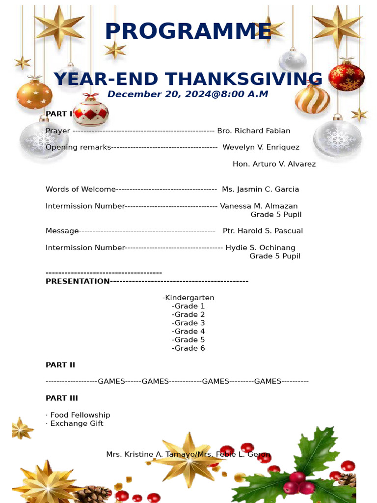 Year End Program | PDF