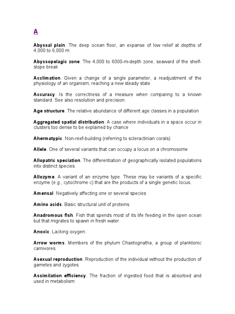 Marine Biology Dictionary | PDF | Salinity | Plankton