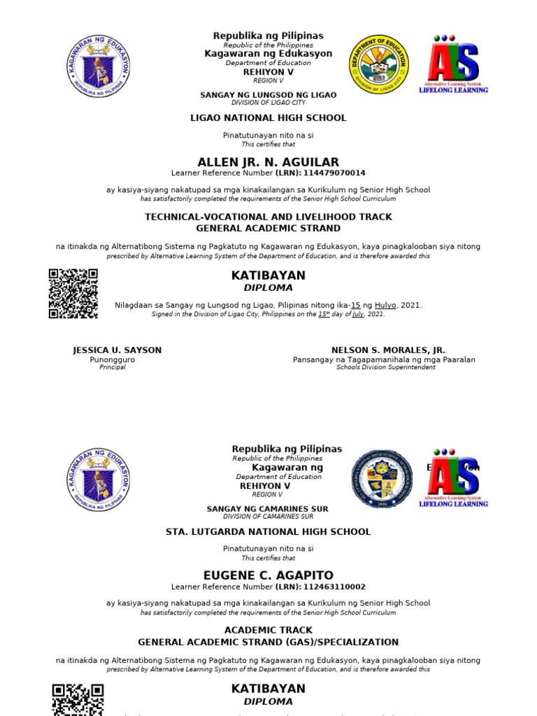 Als Shs Diploma | PDF