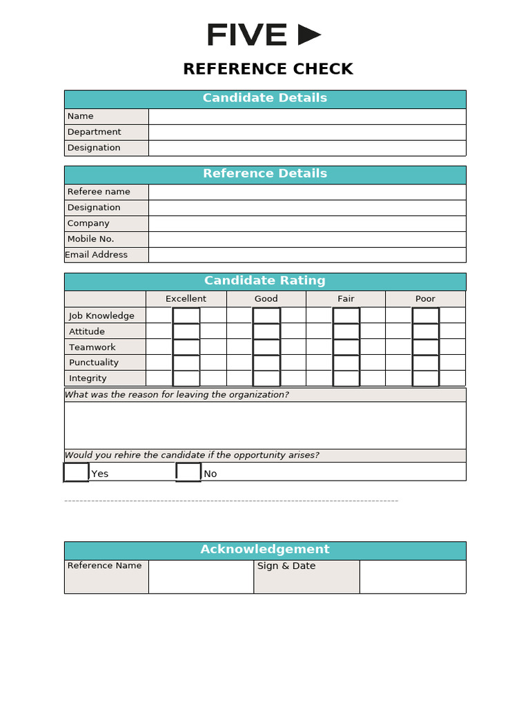 Reference Check Form 2 | PDF