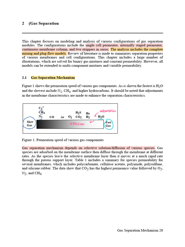 Gas Separation Mechanisms and Applications | PDF | Membrane | Humidity