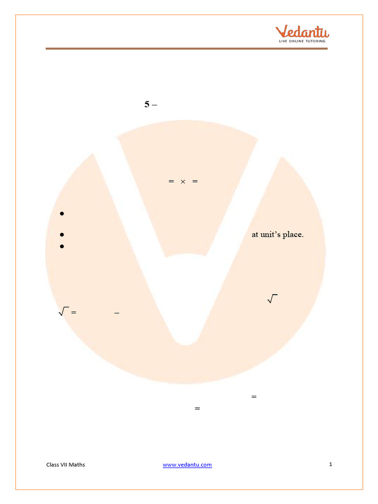 Class 8 Notes on Squares & Square Roots | PDF