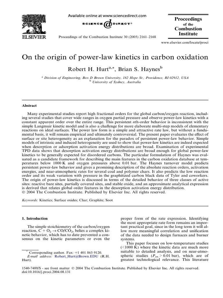 On The Origin of Power-Law Kinetics | PDF | Adsorption | Chemical Kinetics
