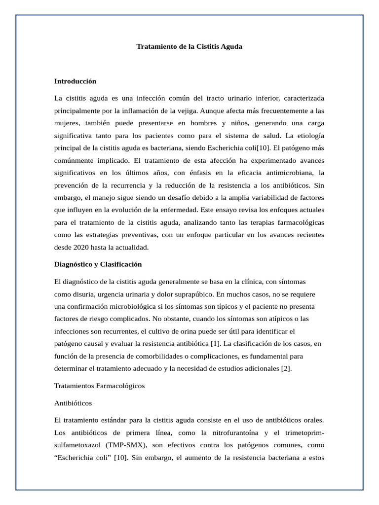 Tratamiento de La Cistitis Aguda | PDF | Infección del tracto urinario ...
