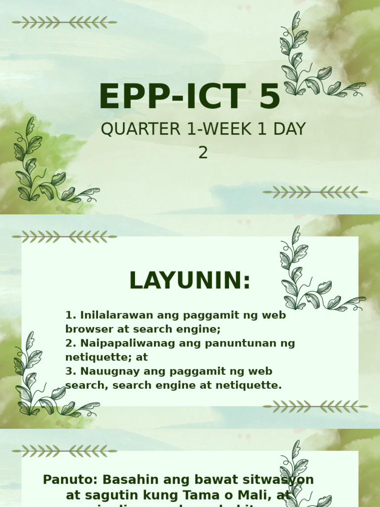 q1 Epp-Ict 5 Week 1 Day 2 | PDF