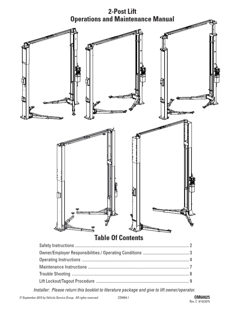 2-Post Lift Operations Manual | PDF | Elevator | Fuse (Electrical)