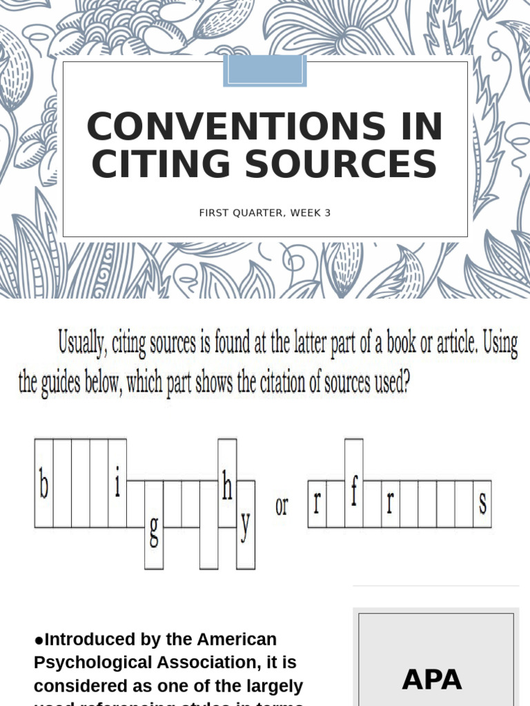 Conventions in Citing Sources | PDF