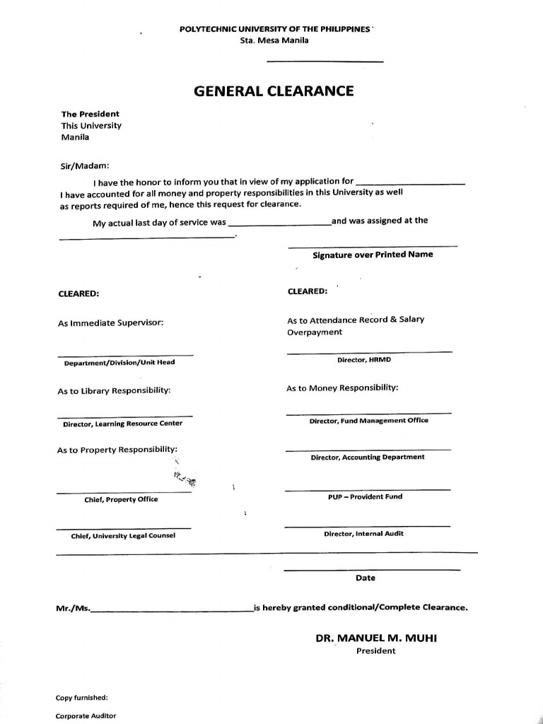 General Clearance Form | PDF