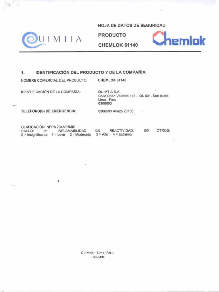 Chemlok 61140 | PDF