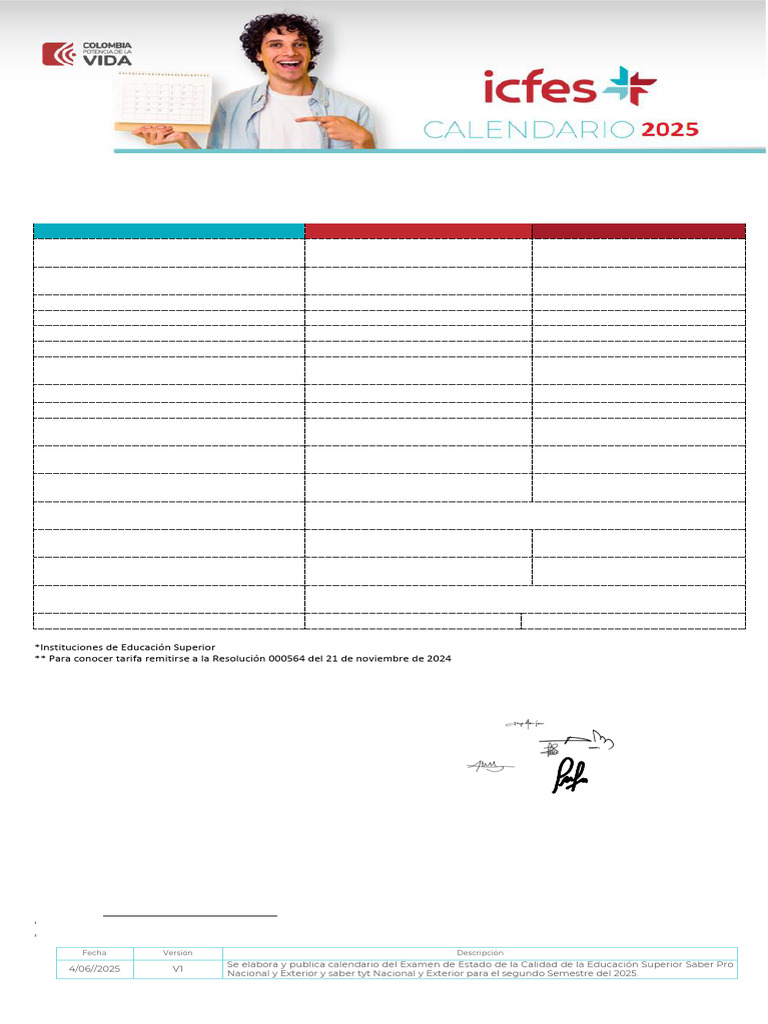Calendario Icfes Segundo Semestre 2025 | PDF