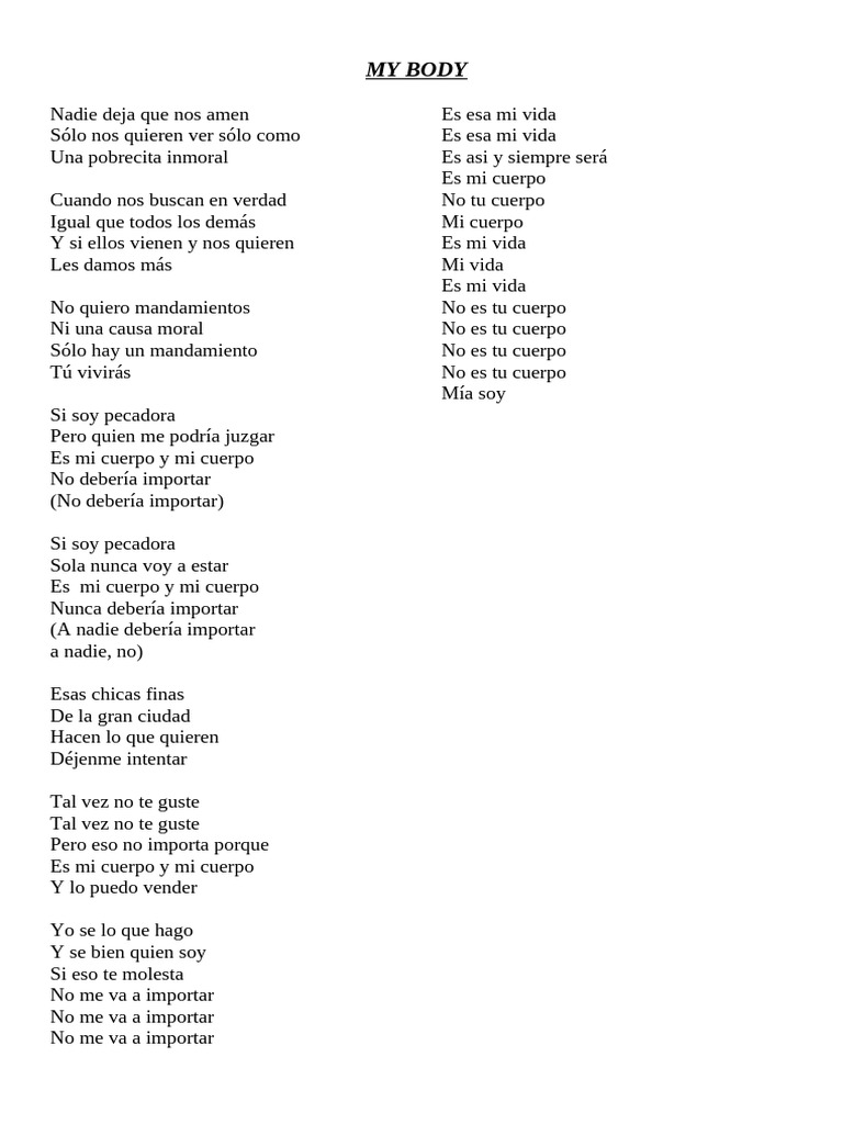 My Body (Tha Life) | PDF